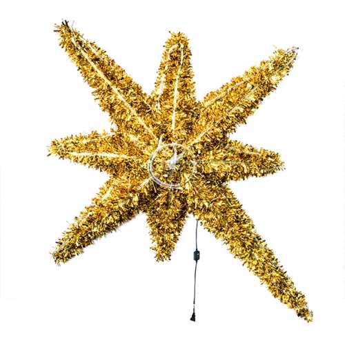 ESTRELLA LARGA ESCARCHA DORADA - Adornos Fachadas Edificios (Iluminación)